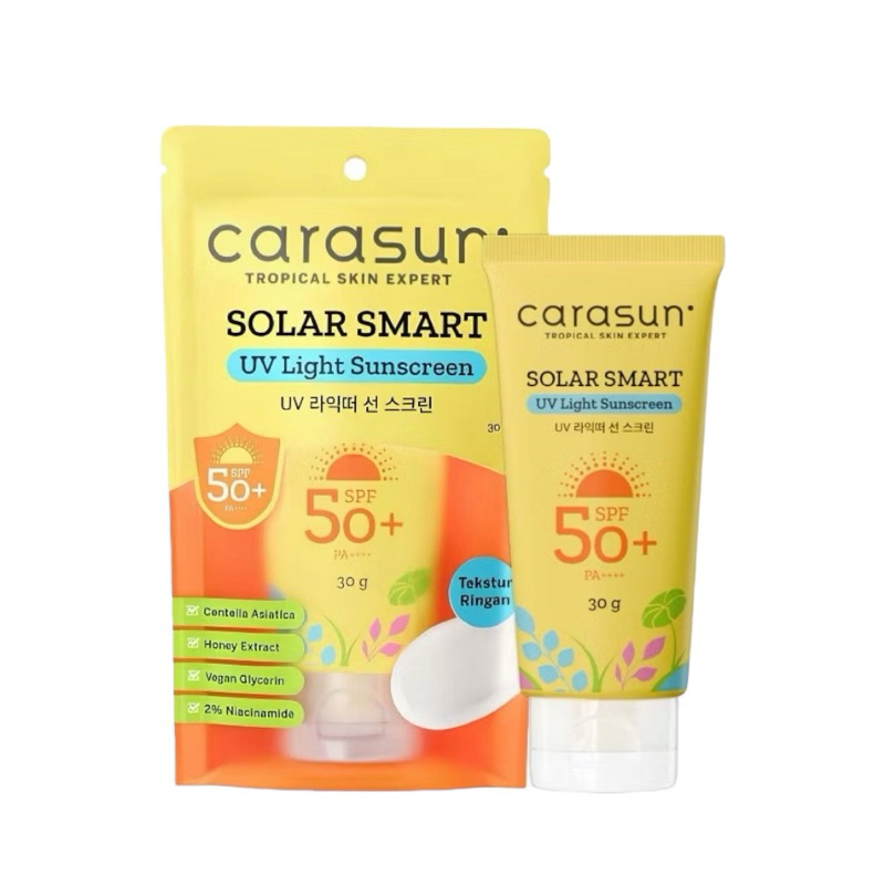 Jual CARASUN Solar Smart UV Light Sunscreen SPF 50 PA++++ 30g | Shopee Indonesia
