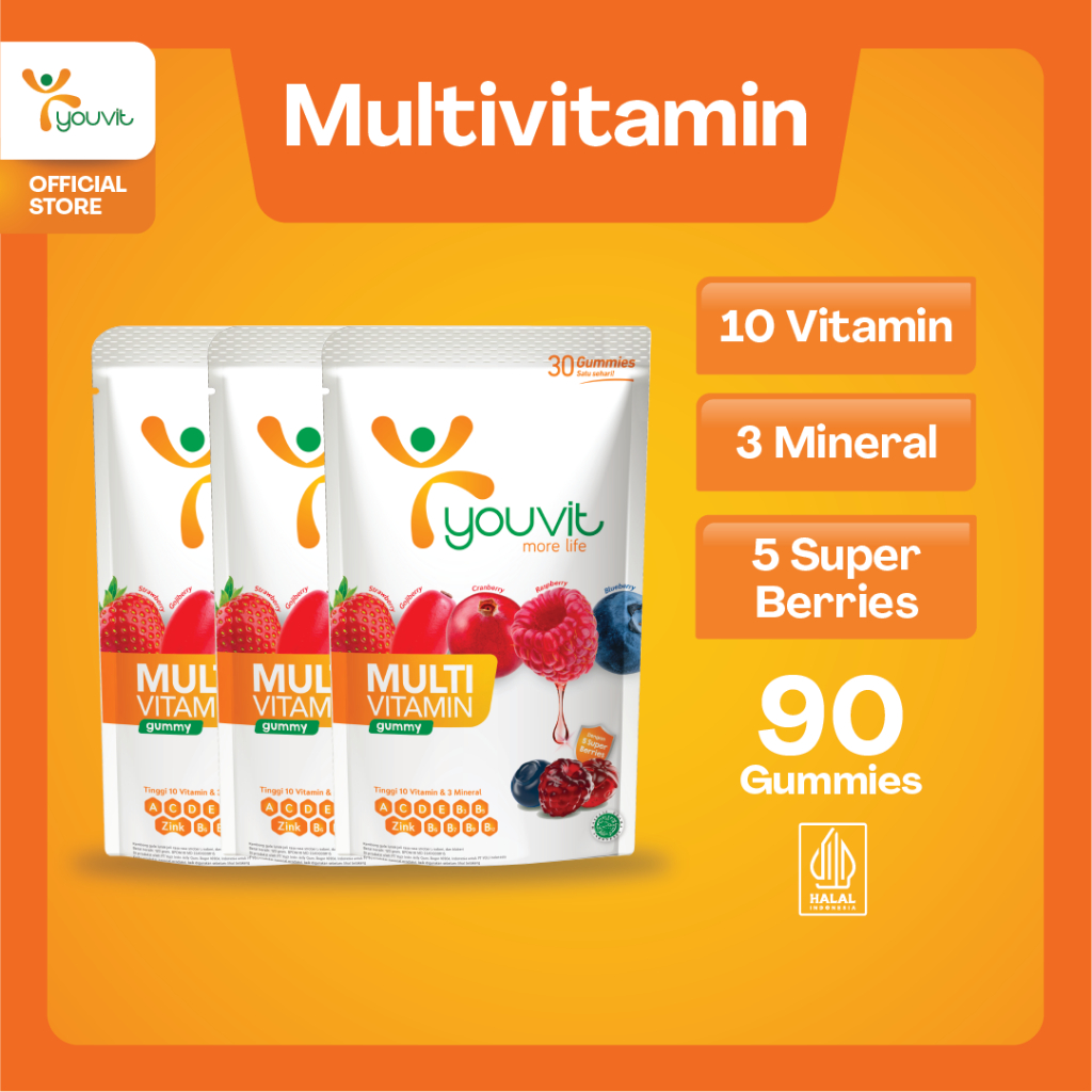 Jual Multivitamin Gummy Dewasa untuk Imunitas | Youvit Multivitamin Dewasa 90 Hari dengan ...