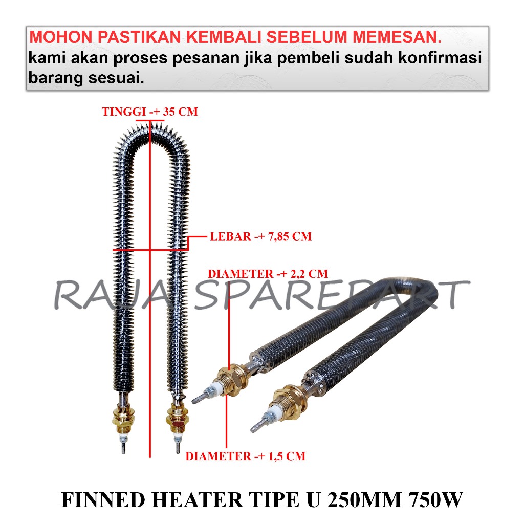 Jual F257 HEATER FINNED / ELEMENT PEMANAS / FINNED HEATER TIPE U 250MM ...