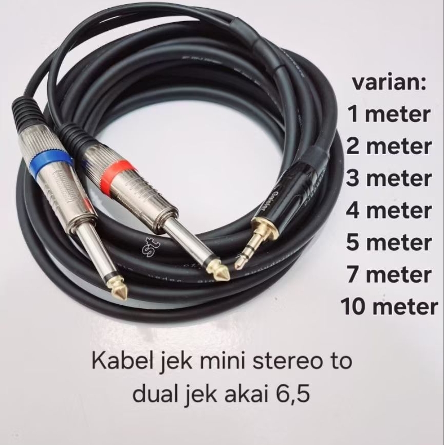 Jual Kabel Audio jek aux 3,5mm Stereo hp leptop to dual Jek akai 6,5 mono Japan Standard 10 ...