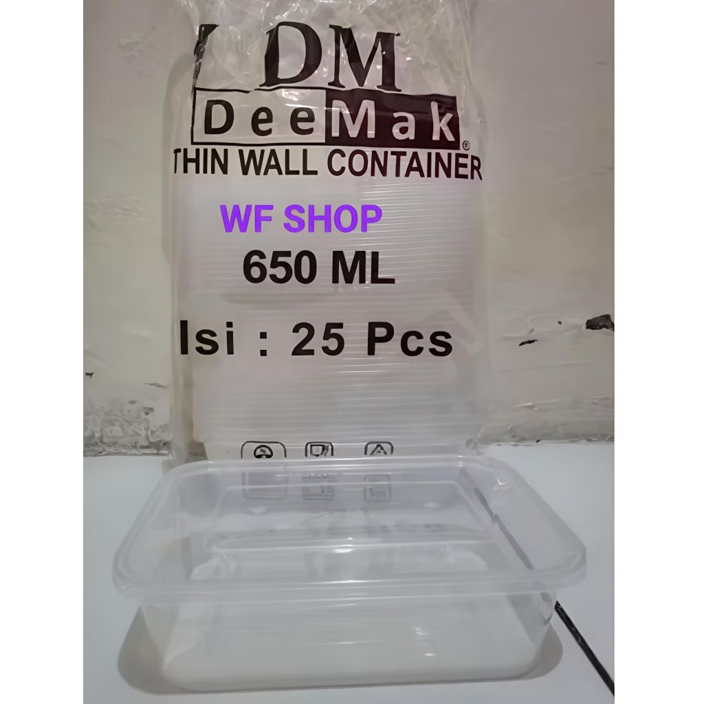 Jual Isi 25pcs THINWALL 650ml REC/thinwall kotak makan plastik persegi ...