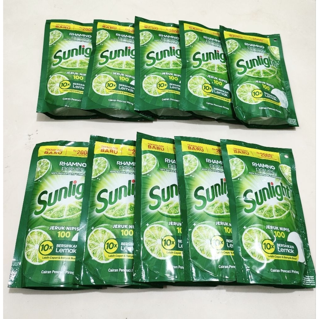 Jual Jual Sunlight Lime New Pouch sabun cuci piring 92g ISI 10 POUCH ...