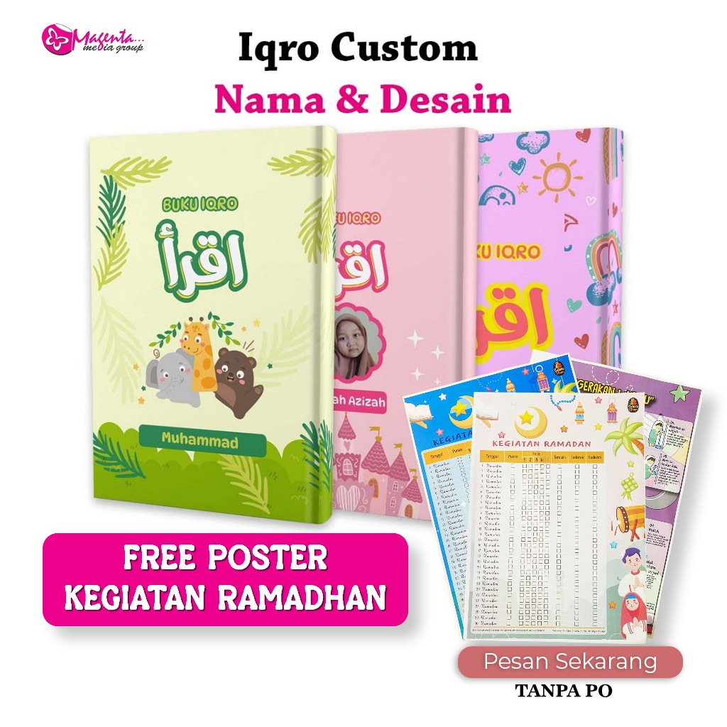 Jual Iqro Custom Tulis Nama Desain Cover Iqro Warna Custom Hard Cover ...