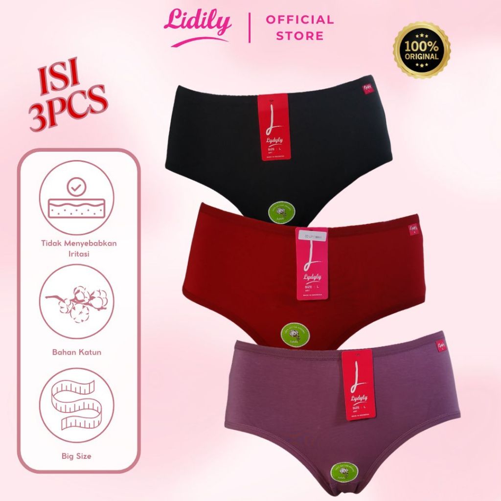 Jual LIDILY - (ISI 3PCS) Celana Dalam 100% Katun Organik CD Wanita ...