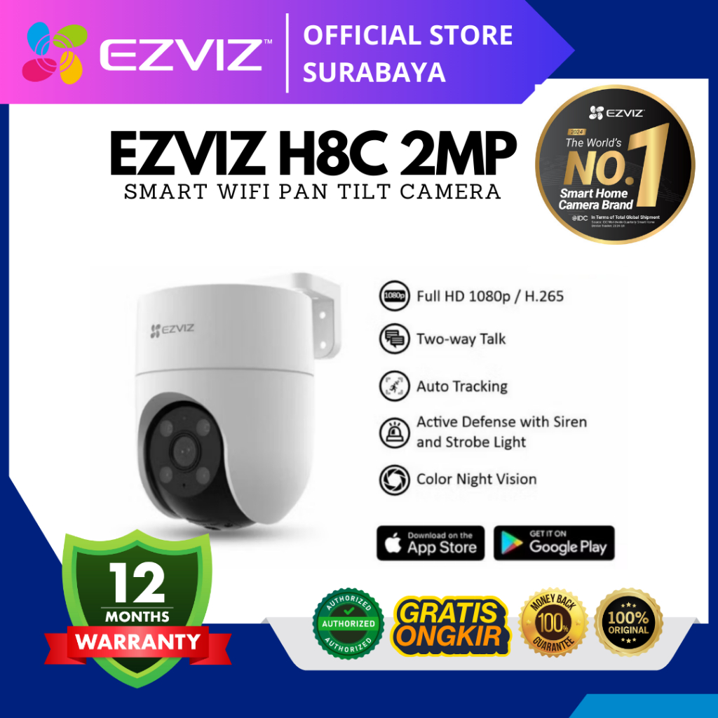 Jual Ezviz H8c 2MP Outdoor CCTV Pan & Tilt Wifi IP Camera Auto Tracking ...