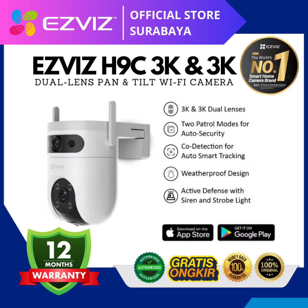 Jual Ezviz H9c Dual-Lens 3K 5MP Smart Home Wifi Pan Tilt IP Camera CCTV ...