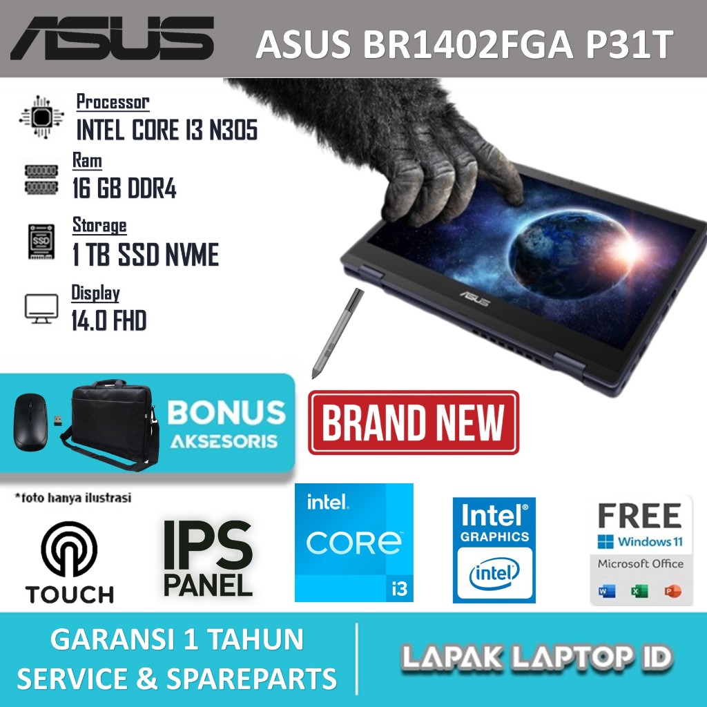 Jual Laptop Asus 2 in 1 Touchscreen BR1402FGA Intel Core I3 N305 RAM ...