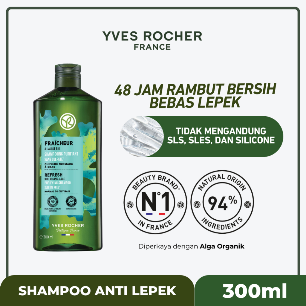 Jual Yves Rocher Refresh Purifying Shampoo 300 ml - Shampo Anti Lepek ...