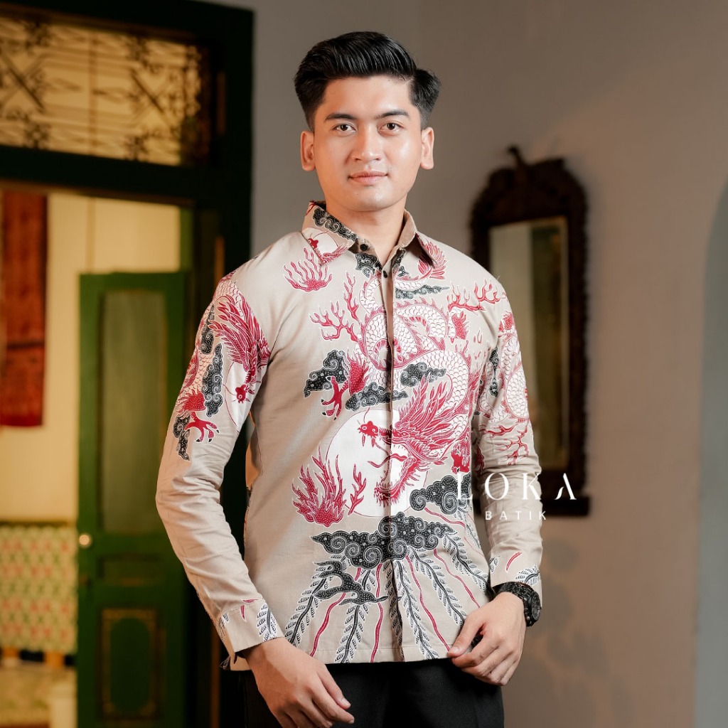 Jual Kemeja Batik Loka Motif Surya Naga Pria Modern Lengan Panjang ...