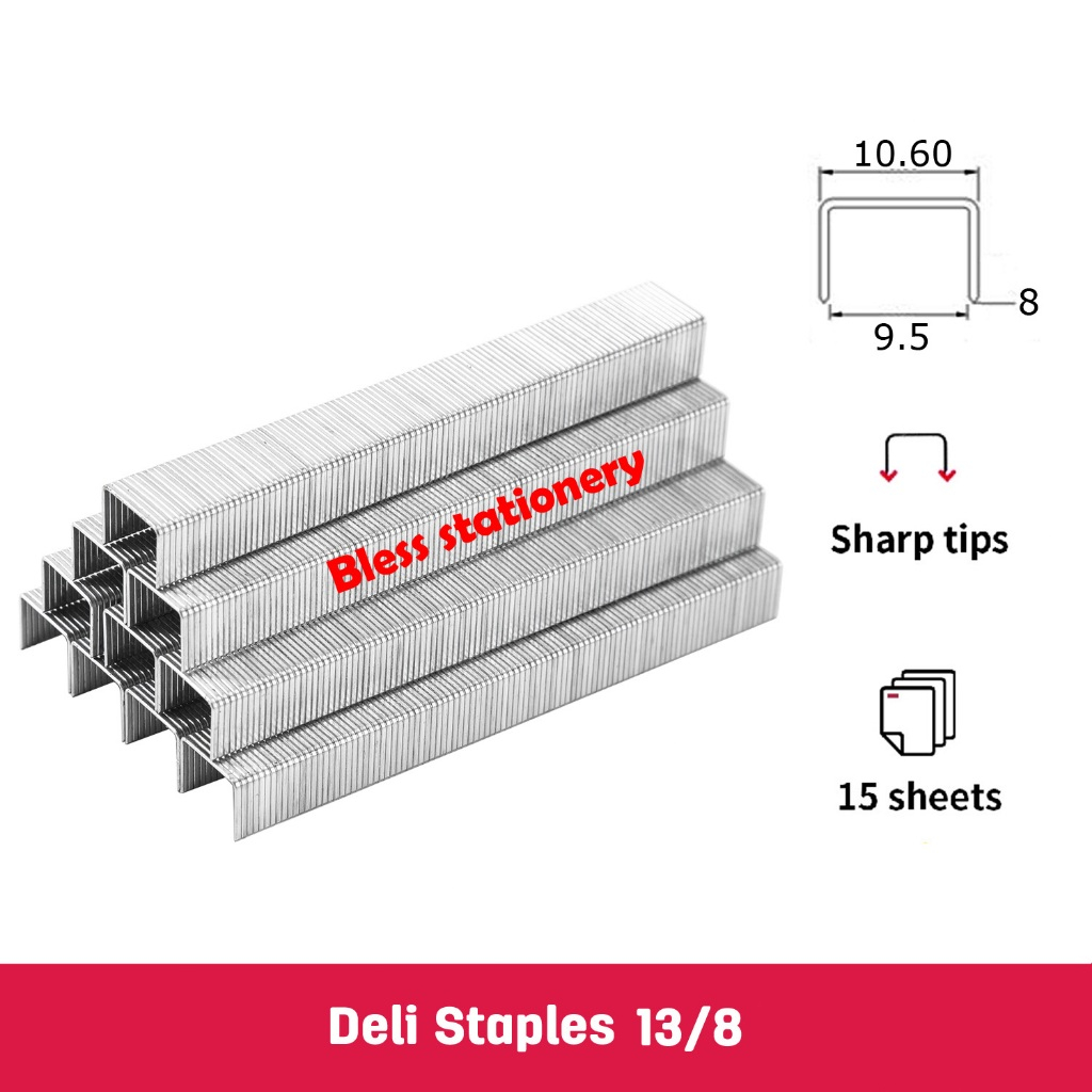 Jual Isi staples tembak 13/8 DELI refill gun tacker isi stapler jok ...