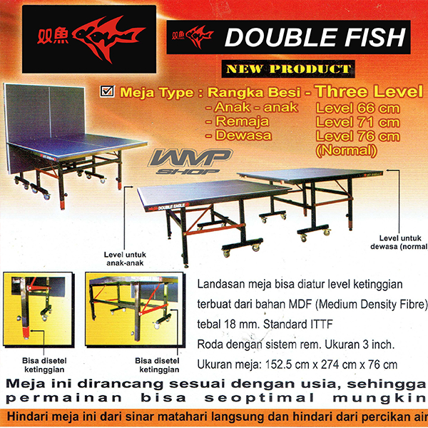 Jual Meja Pingpong Meja Tenis Meja Pingpong Double Fish Type Three ...