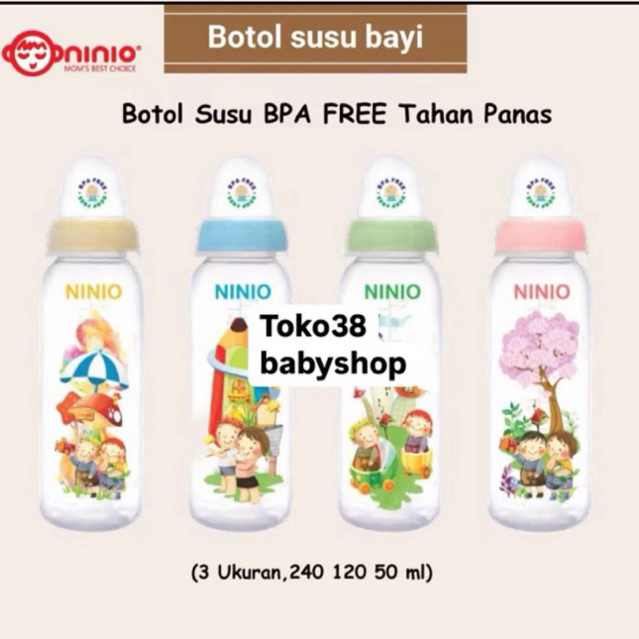 Jual Ninio Eko Botol Dot Susu Bayi Round Nipple Bottle Slim Neck Tempat ...