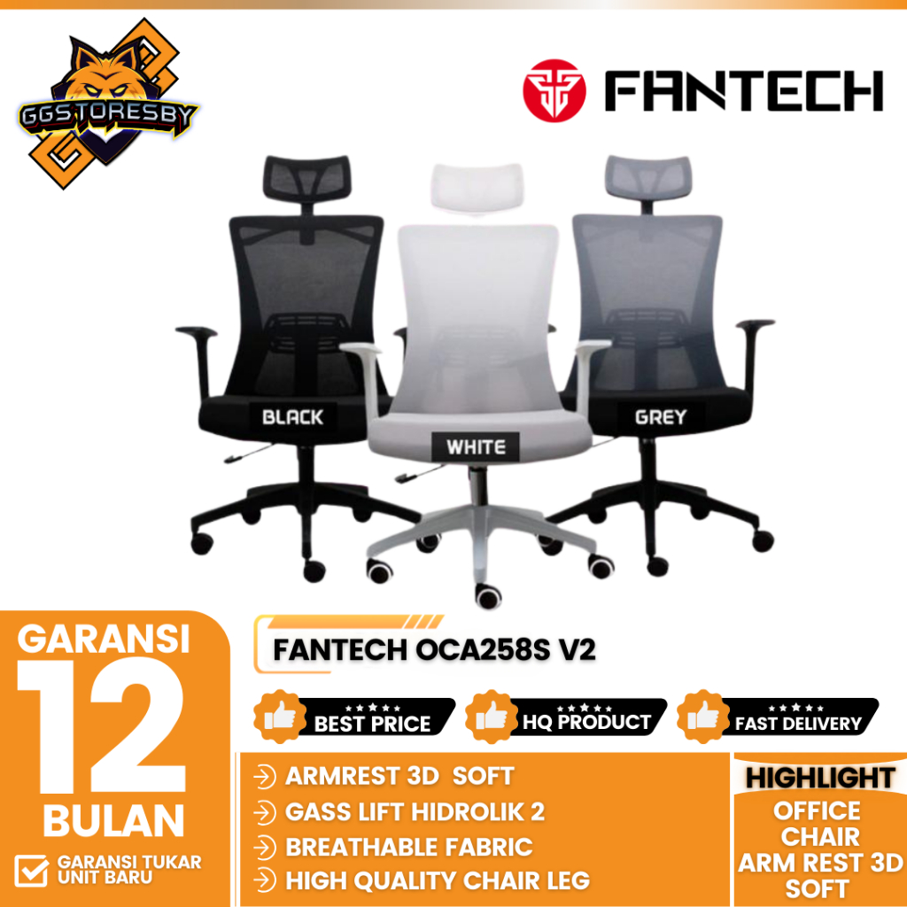 Jual Fantech Kursi Kerja Kantor Oca258S V2 Office Chair Arm Rest 3D ...