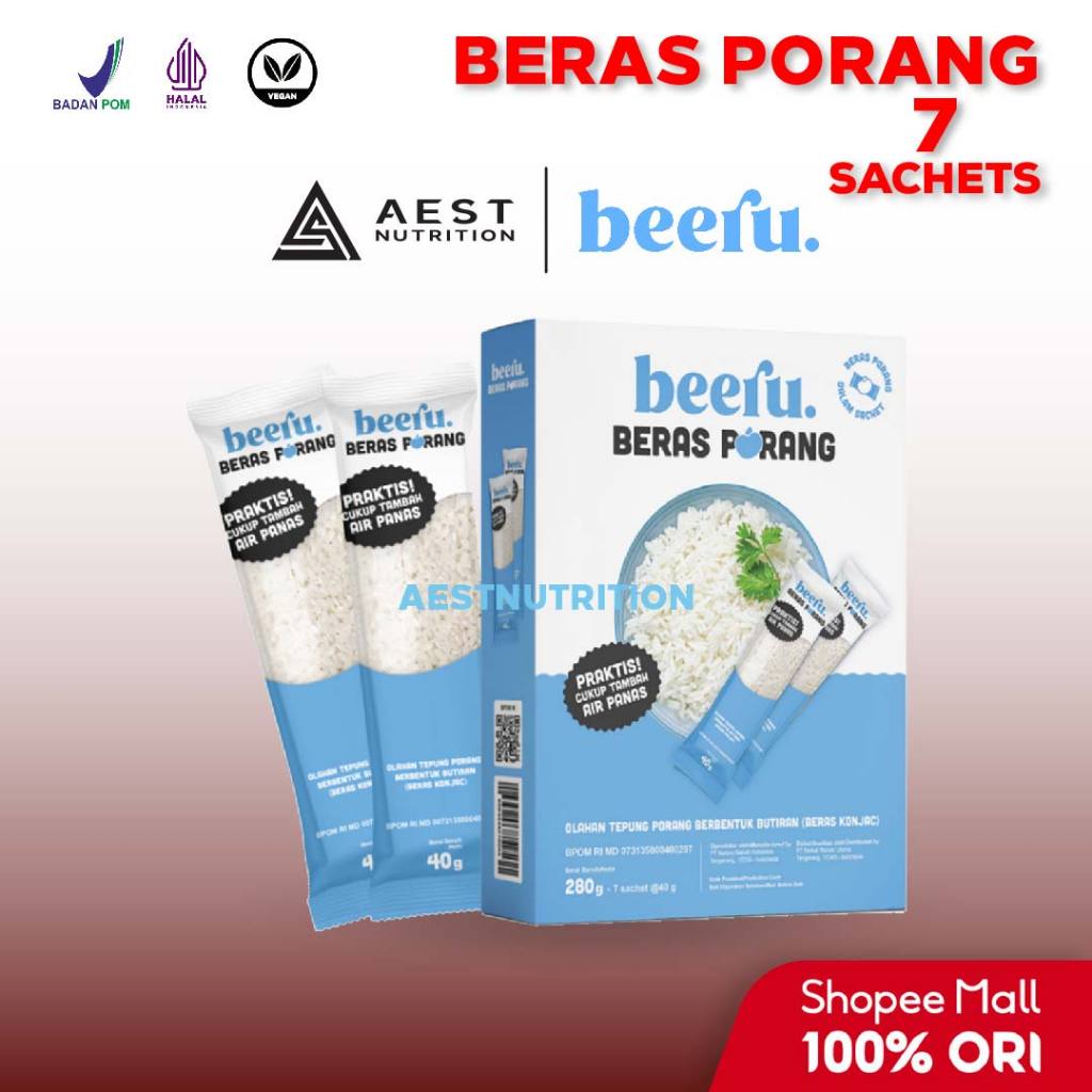 Jual Beeru Beras Porang Box (7 Sachet) - Shirataki Konjac Rice | Shopee ...
