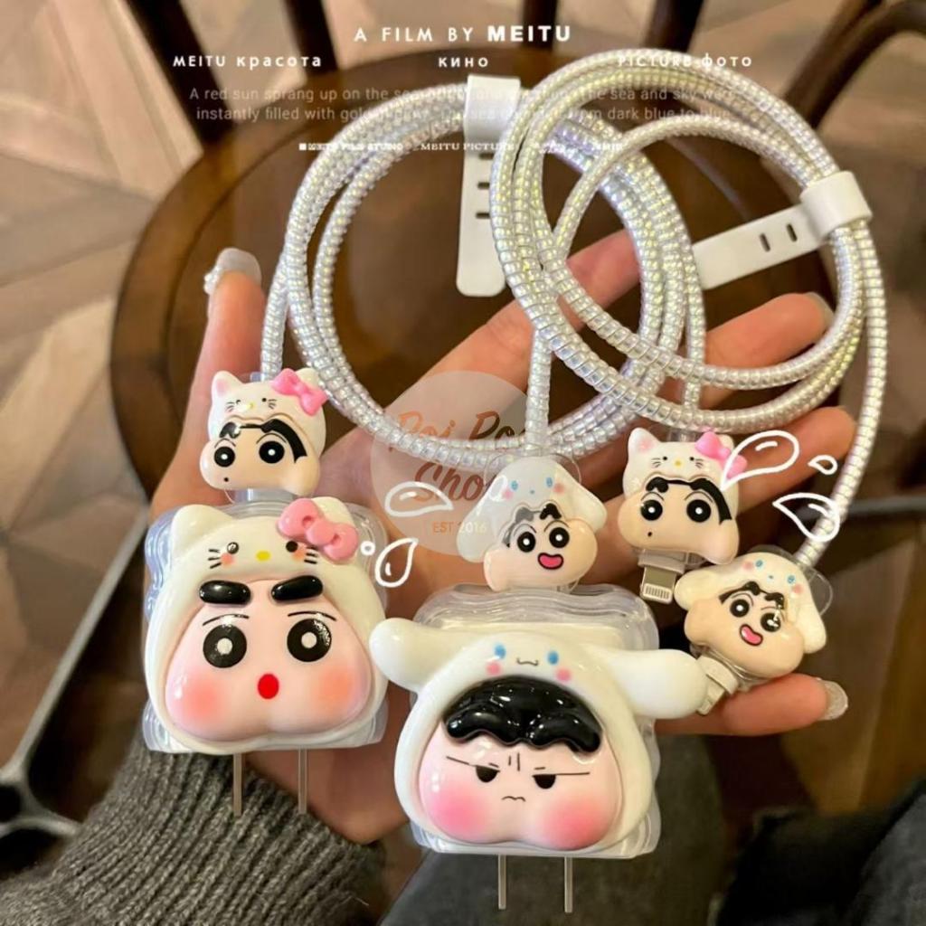 Jual Pelindung Kepala Kabel Charger Iphone Crayon Shinchan Shiro 18/20W ...