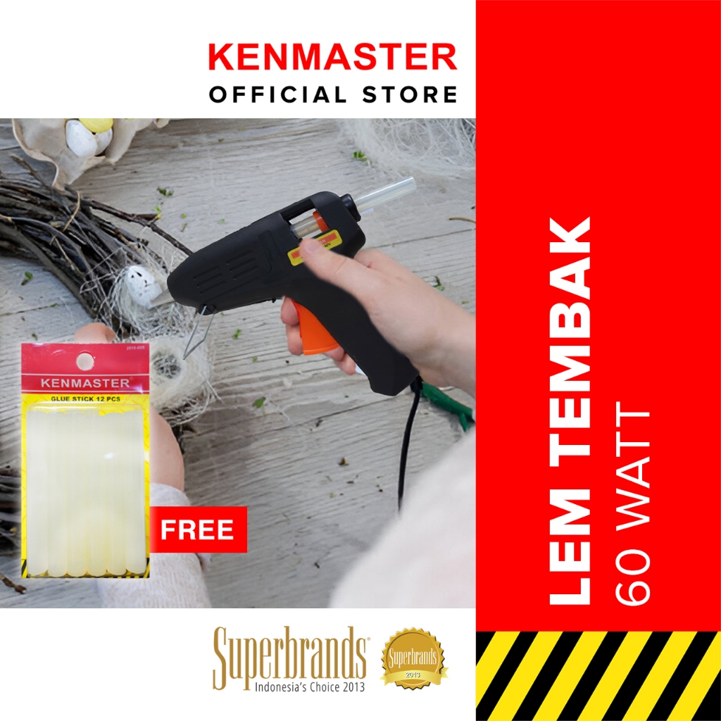 Jual Kenmaster Glue Gun Lem tembak 60 W + 12 Pcs Lem Stick Besar Isi ...