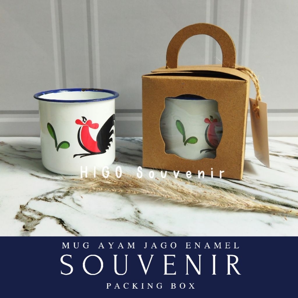 Jual SOUVENIR HAMPERS HADIAH MUG ENAMEL AYAM JAGO 7 CM KEMAS BOX KRAFT ...