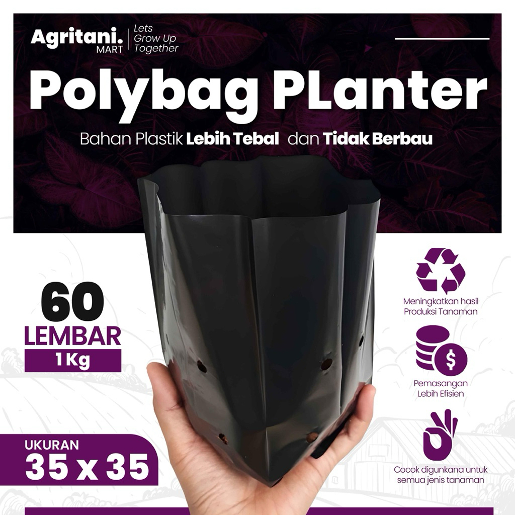 Jual Polybag Isi 60 lembar 1 kg / Plastik Polibag Tanamam Murah ...