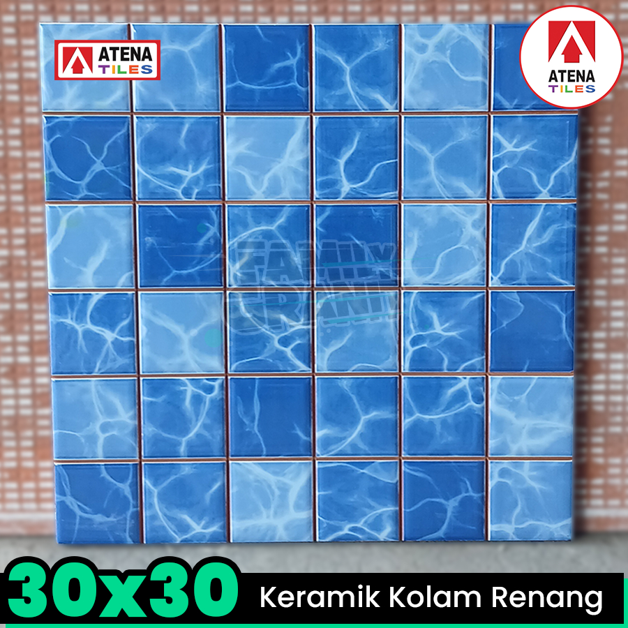 Jual Keramik Kolam Renang 30x30 Atena Tiles Medium Blue Motif Mozaik ...