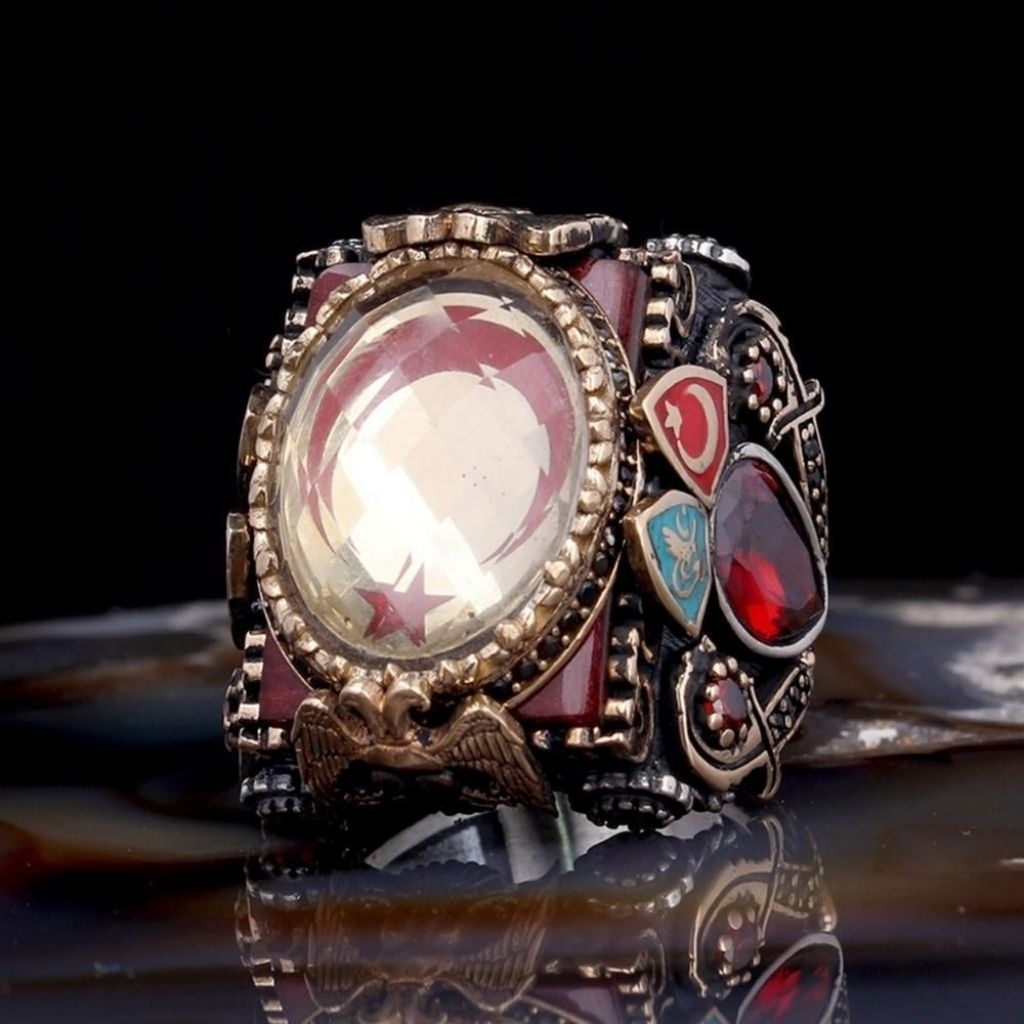 Jual Cincin Perak Turki Model Bulan Bintang Zirkon / Cincin Ottoman ...
