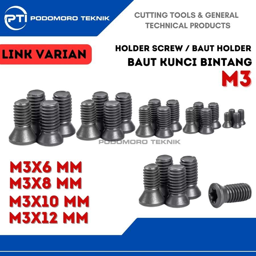 Jual Baut Holder M3x8 M3x10 M3x12 Screw Bintang Insert Holder Bubut ...