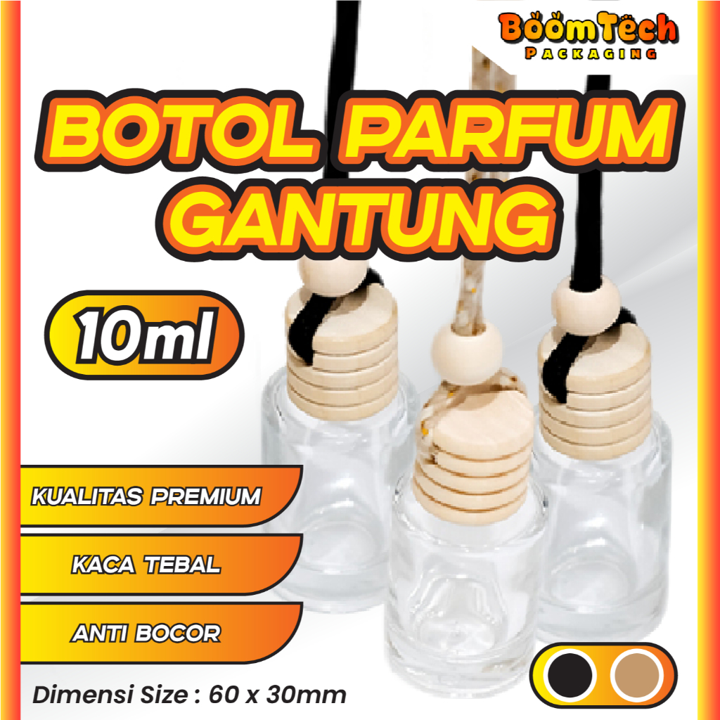 Jual BOOM TECH Botol Parfum Mobil Gantung 10ML Bulat Tutup Botol Kayu ...