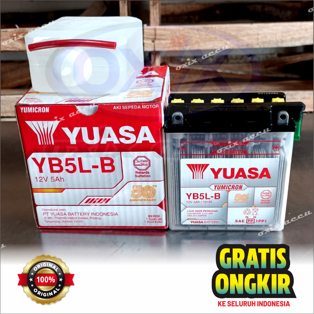 Jual Yuasa YB5LB 12V 5Ah 100% Original - Aki Astrea, Mio Sporty | Shopee Indonesia