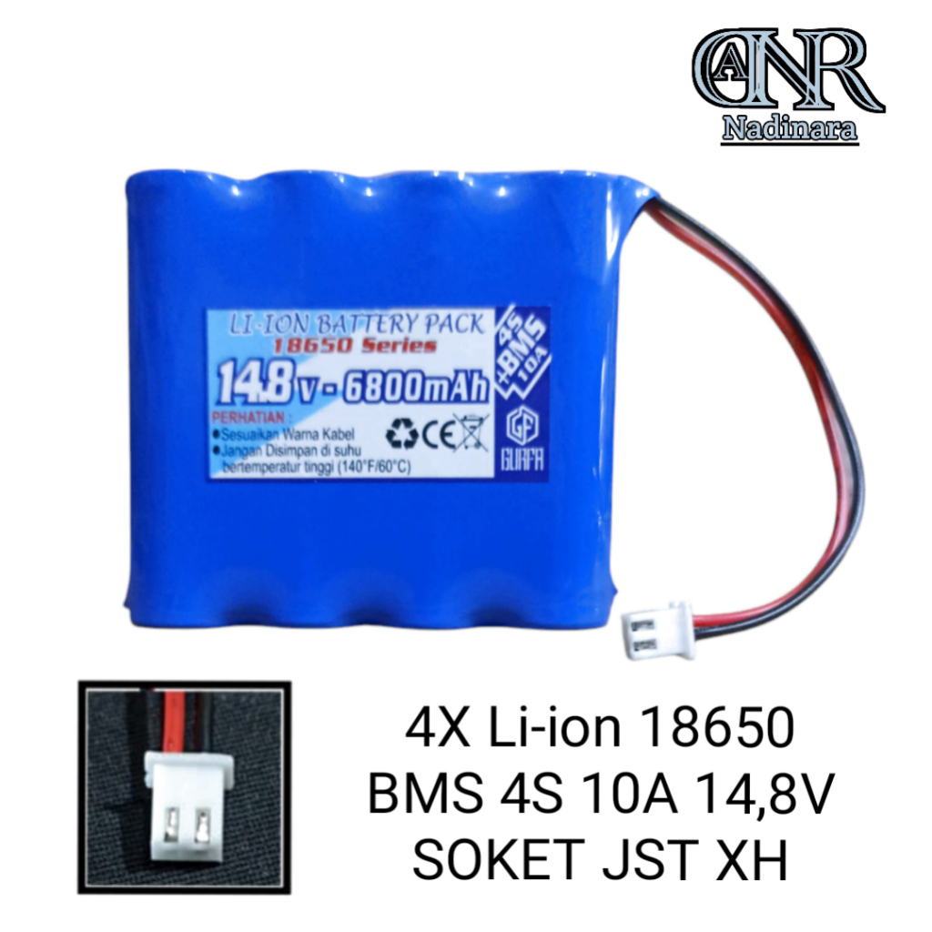 Jual Baterai Speaker / Baterai Alat Elektronik Lainnya 4X Li-ion 18650 14,8V BMS 4S 10A SOKET ...