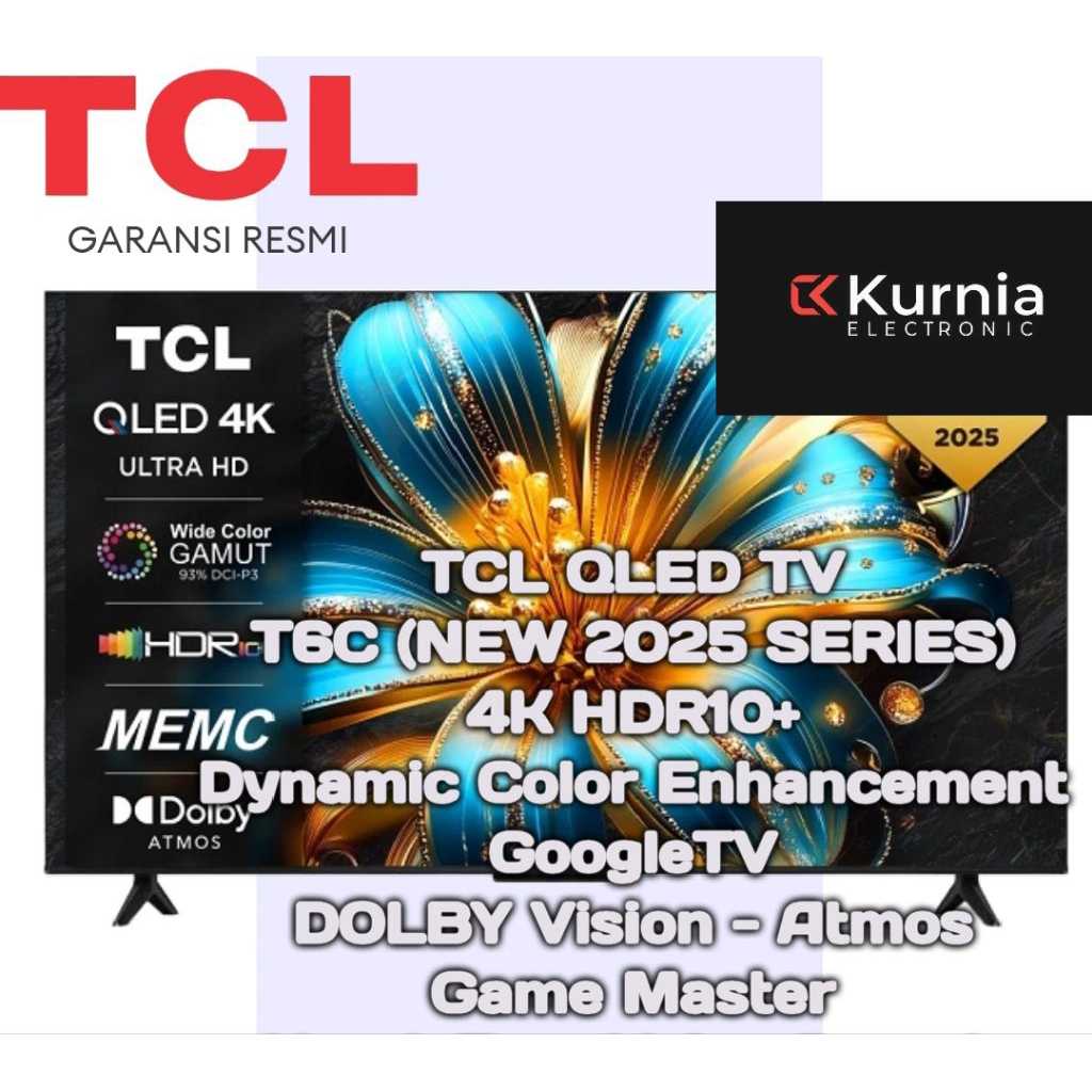 Jual TCL 43T6C 4K QLED GOOGLE TV 43 inch 2025 series | Shopee Indonesia