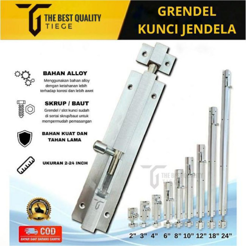 Jual Grendel Slot Jendela Pintu Pengunci Jendela Pintu Alumunium 2-24 ...