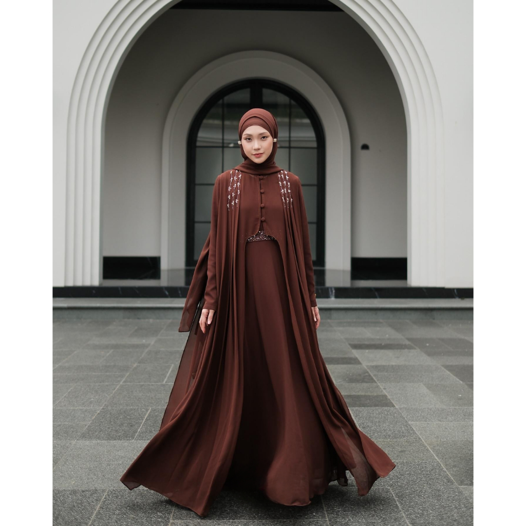 Jual Abaya Terbaru 2025 Bahan Ceruti premium Aplikasi Payet Swarovski ...