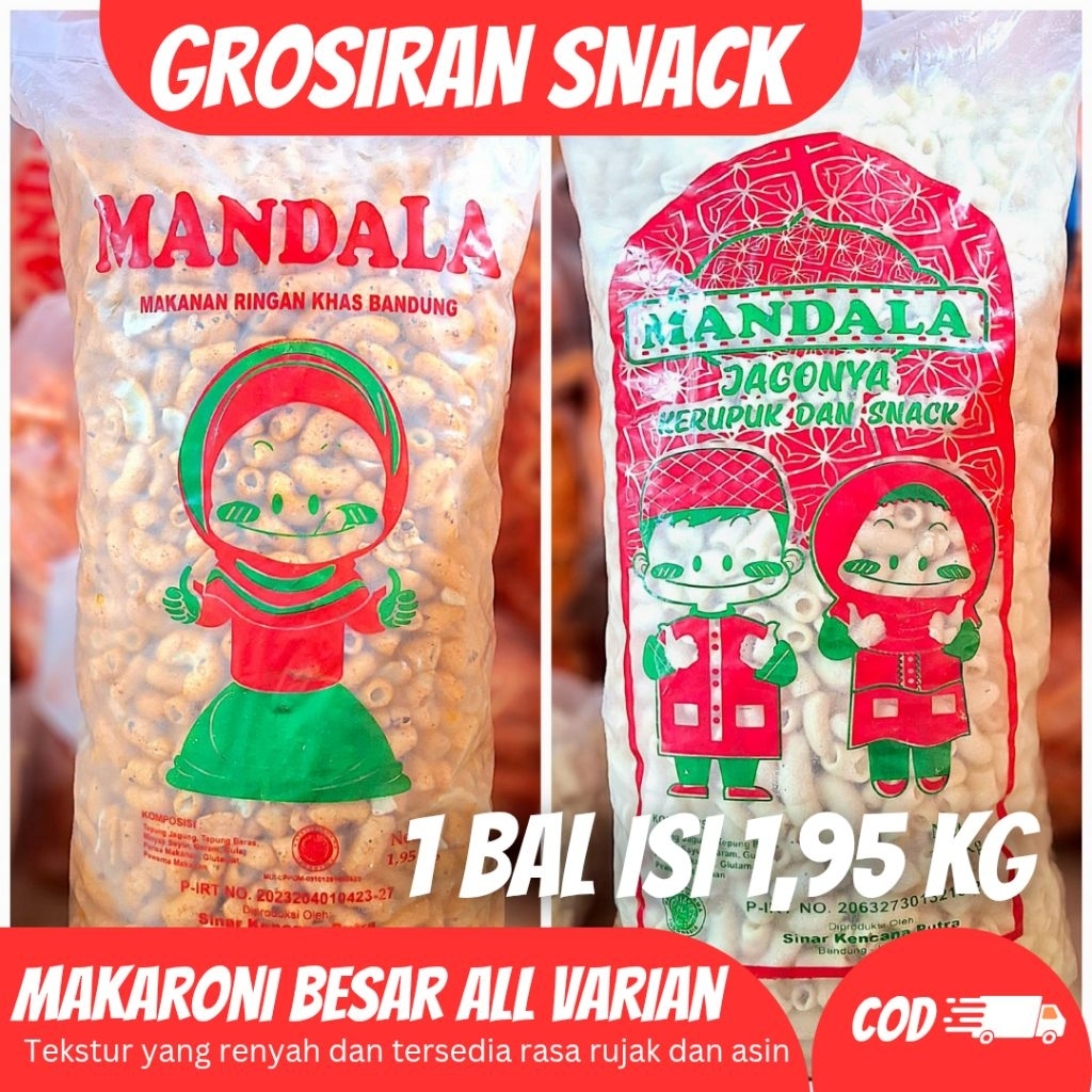 Jual (1 BAL 1,95KG) MAKARONI BESAR All Varian (Mandala) | Shopee Indonesia