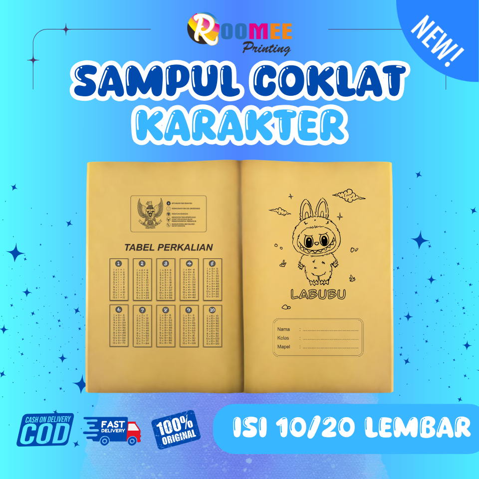 Jual (ISI 10/20 LEMBAR) SAMPUL BUKU COKLAT KARAKTER KARTUN / KERTAS SAMSON BUKU TULIS KWARTO ...
