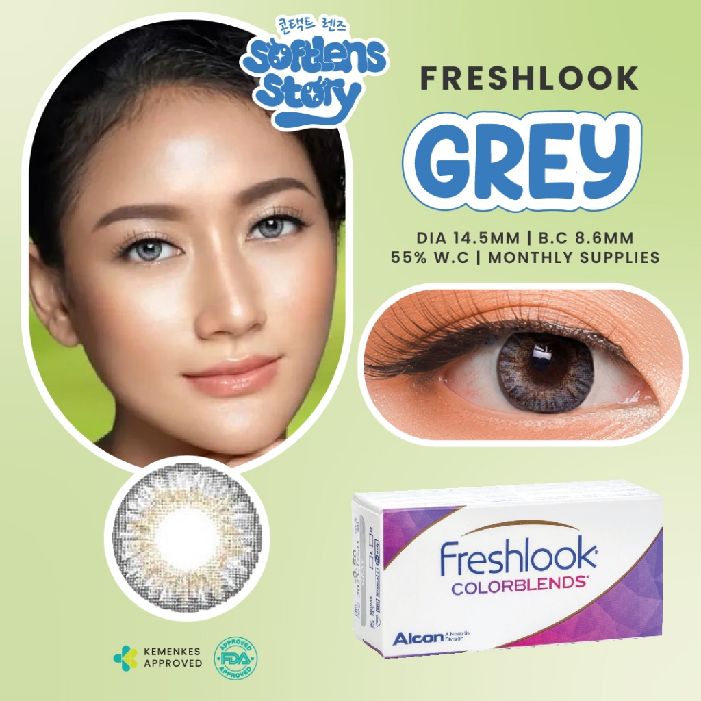 Jual Freshlook Color Blends Grey Monthly Softlens Warna Bulanan ...