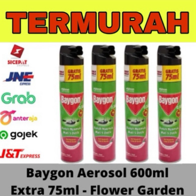 Jual 4 PCS BAYGON JUMBO BAYGON AEROSOL ISI 600+75 ML HARGA PALING MURAH ...