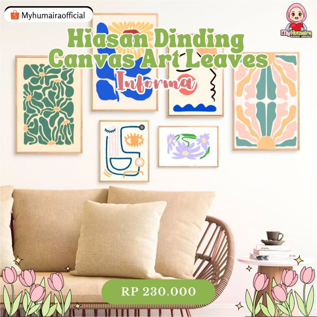 Jual [TENGGARONG] LUKISAN/HIASAN DINDING CANVAS ART LEAVES INFORMA ...