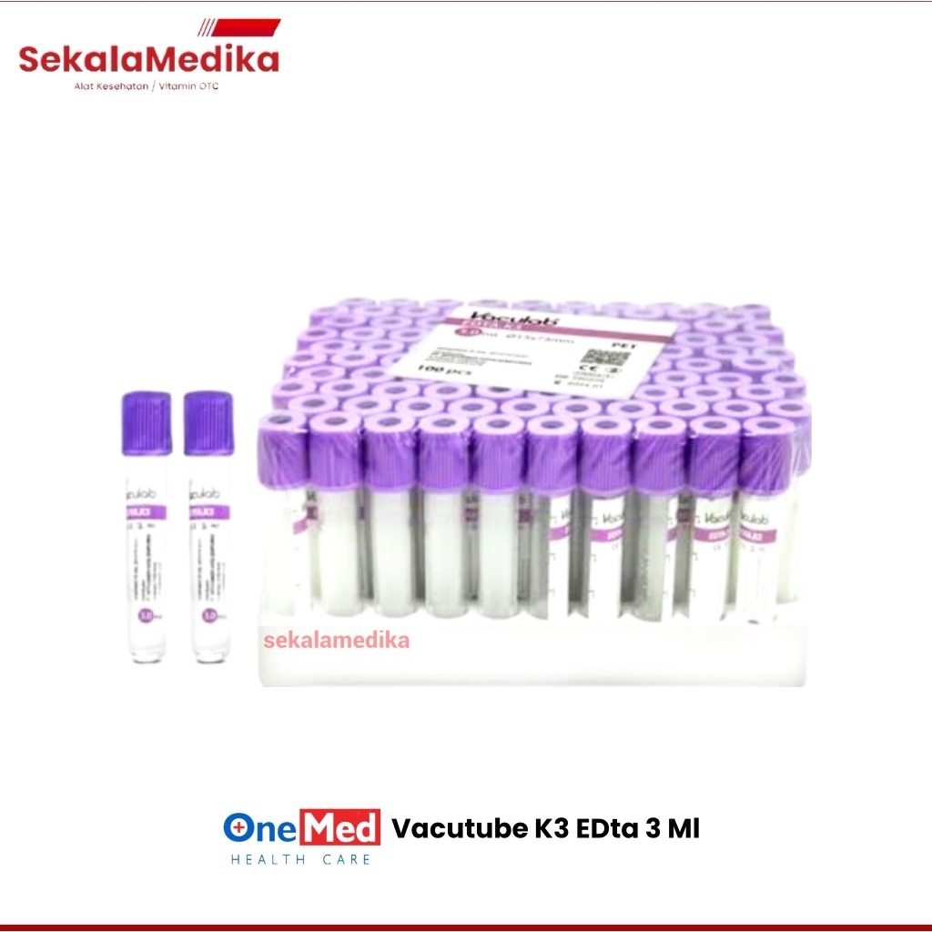 Jual Vaculab EDTA K3 Tabung Darah 3 Ml Vacutube Onemed / Box | Shopee Indonesia