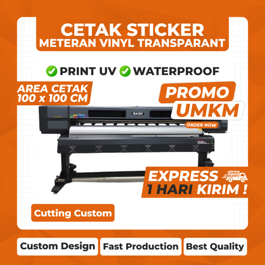 Jual CETAK STIKER CUSTOM METERAN UV VINYL TRANSPARAN | Shopee Indonesia