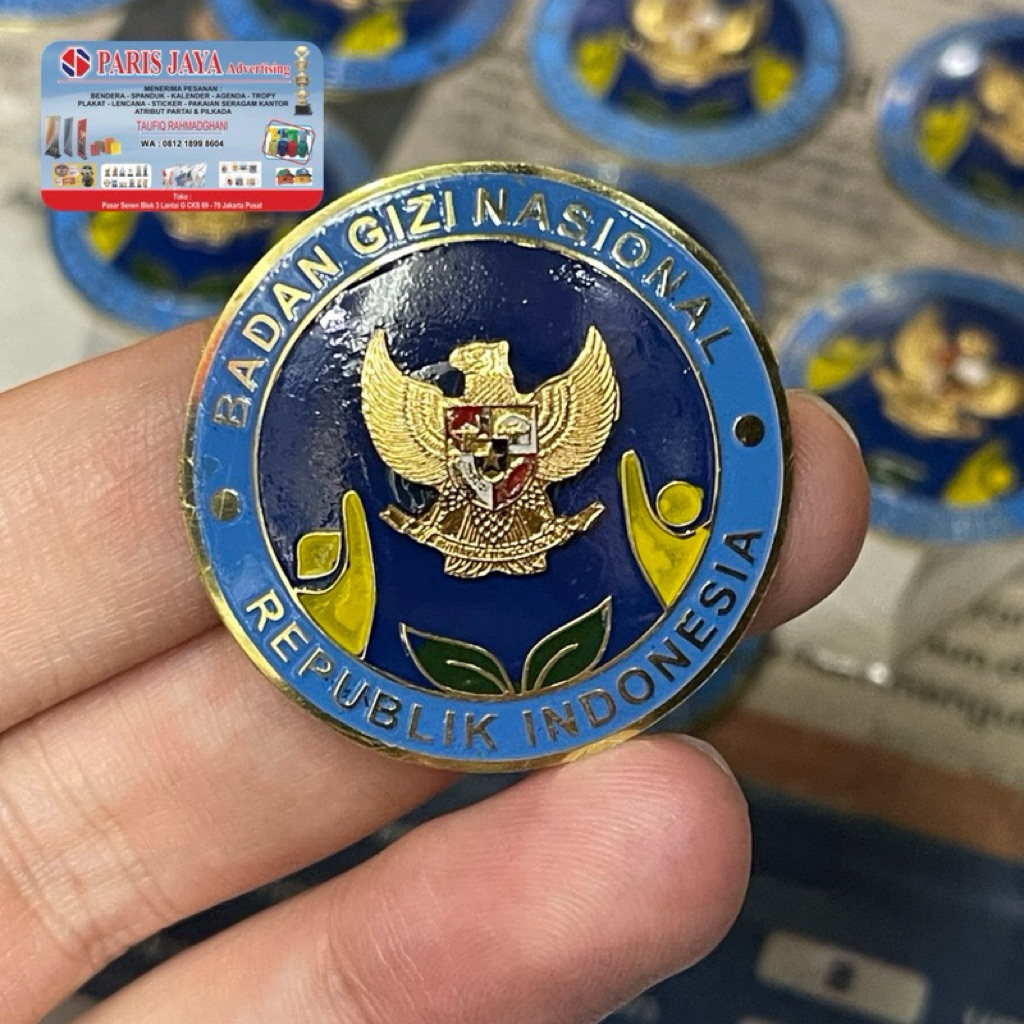 Jual Pin BADAN GIZI NASIONAL kuningan magnet / Pin BGN RI magnet ...
