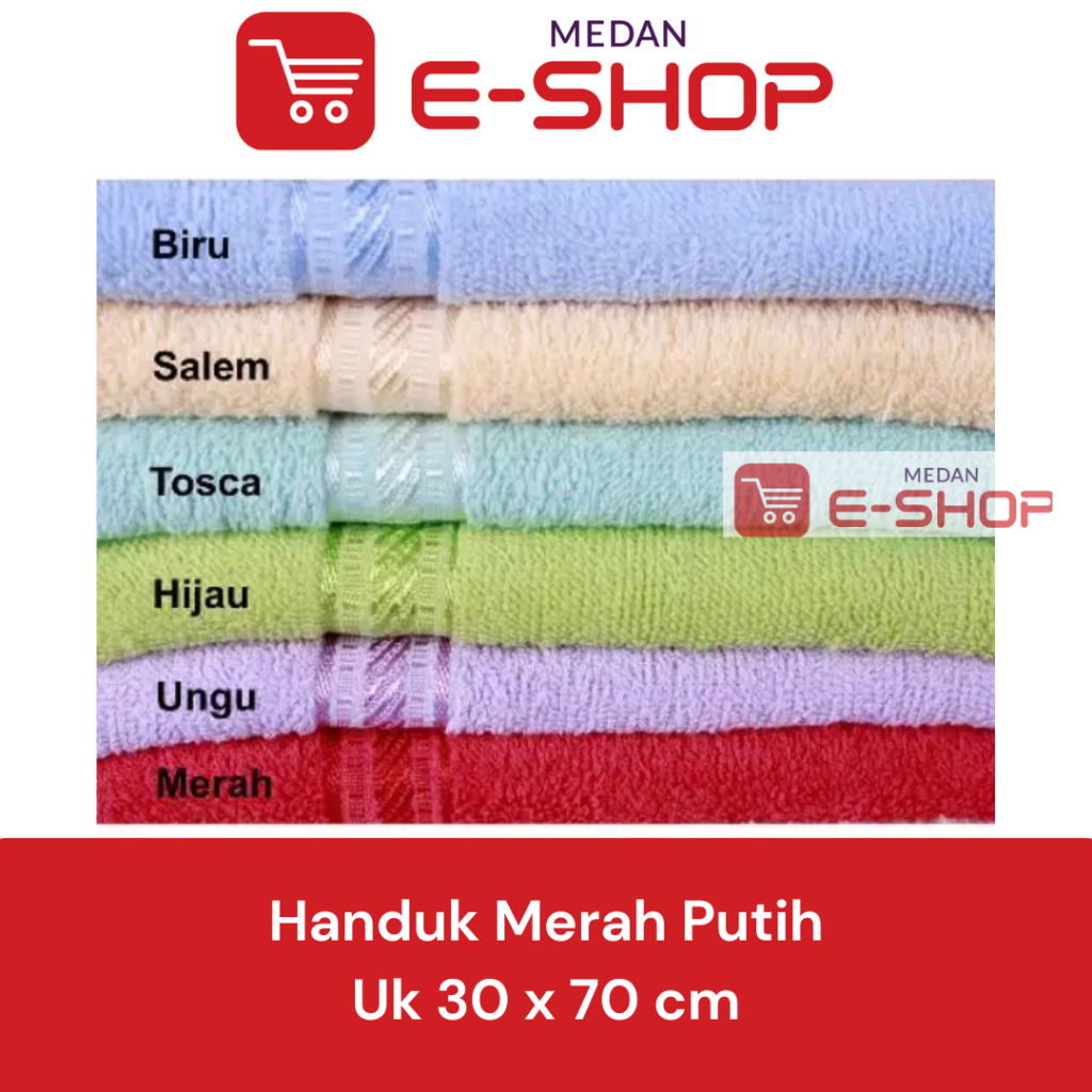 Jual Handuk Muka / leher Merah Putih Polos 30x70cm Handuk Souvenir ...