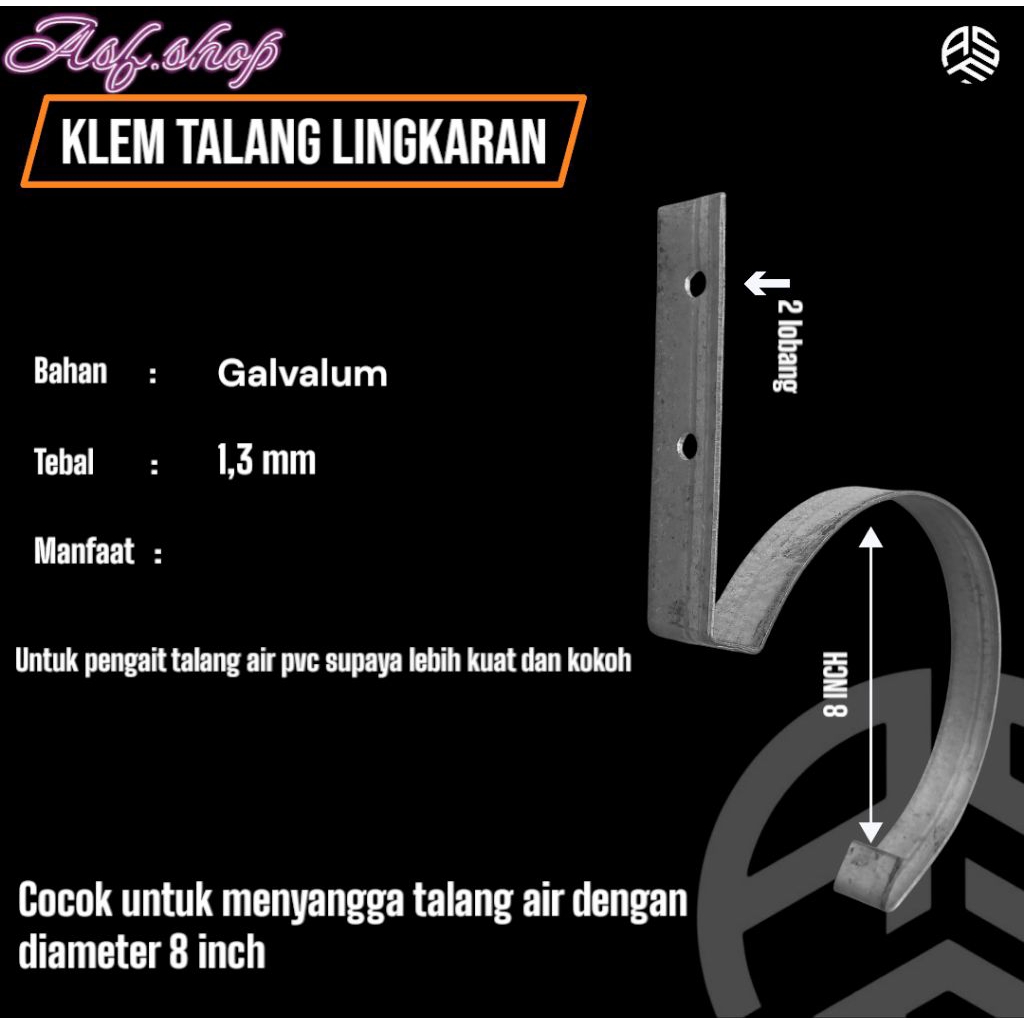 Jual gantungan talang/klem talang setengah lingkaran uluran 8 inch ...