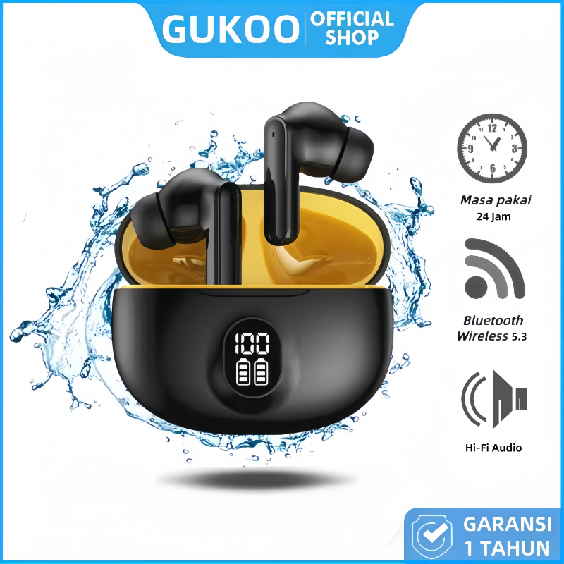 Jual GUKOO TWS Earphone Headset Bluetooth 5.3 HD Bass, **Layar Digital** & IPX5 Tahan Air | Free ...