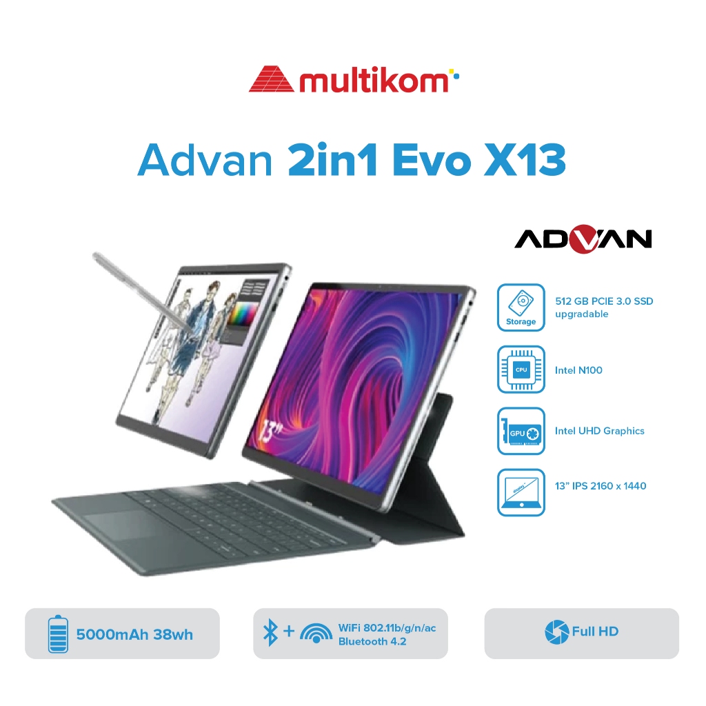 Jual Advan Laptop 2in1 Evo X13 13"Inch Intel N100 12/512GB SSD 2K IPS ...