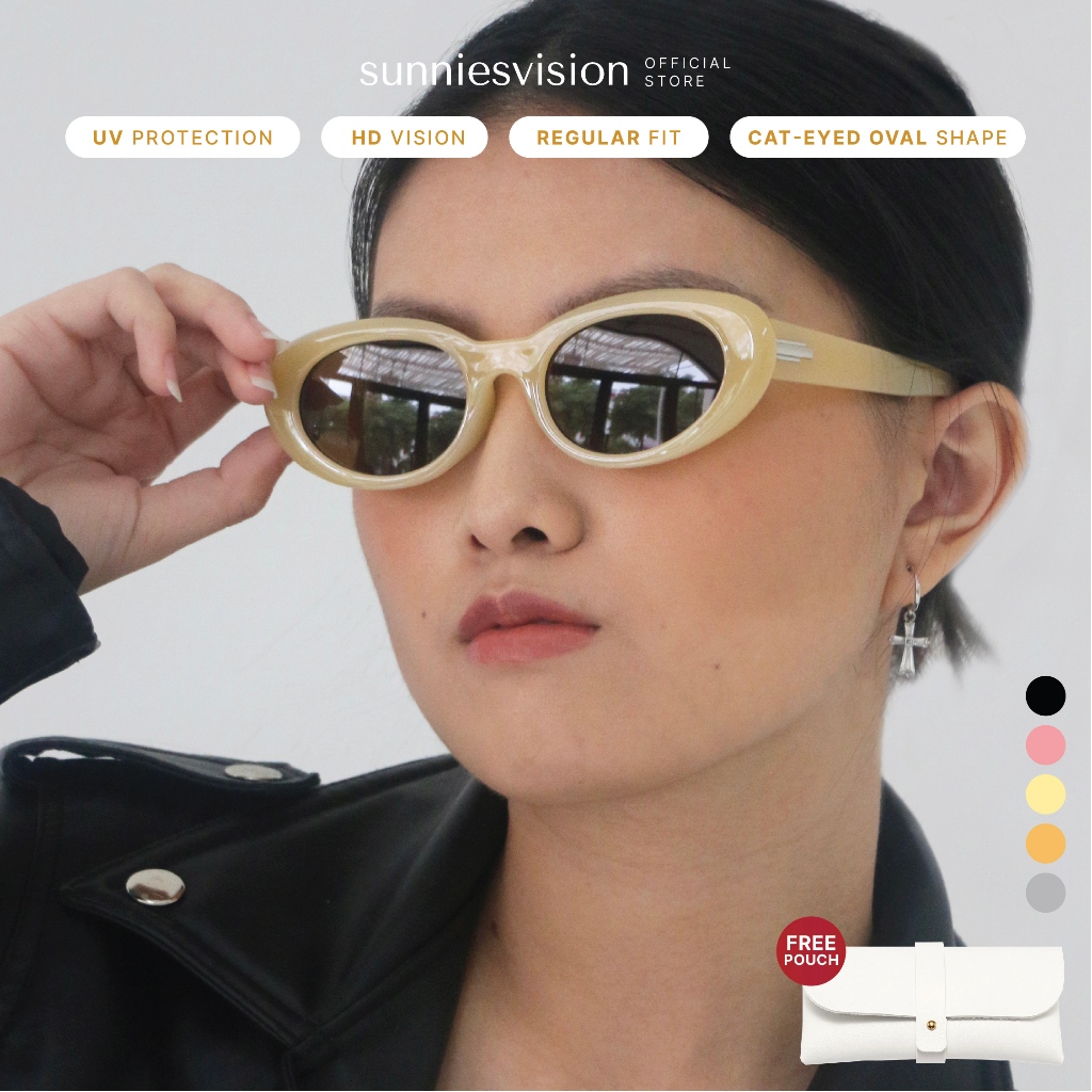Jual [FREE POUCH] Alba Sunnies Vision - Kacamata Hitam Bulat Oval ...