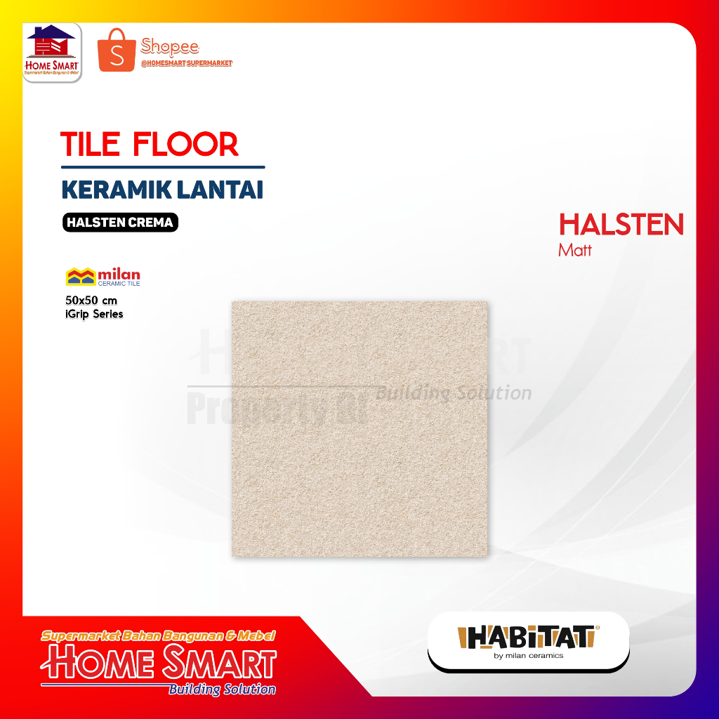 Jual Habitat Halsten Crema 50x50 Keramik Lantai Kamar Mandi | Shopee Indonesia