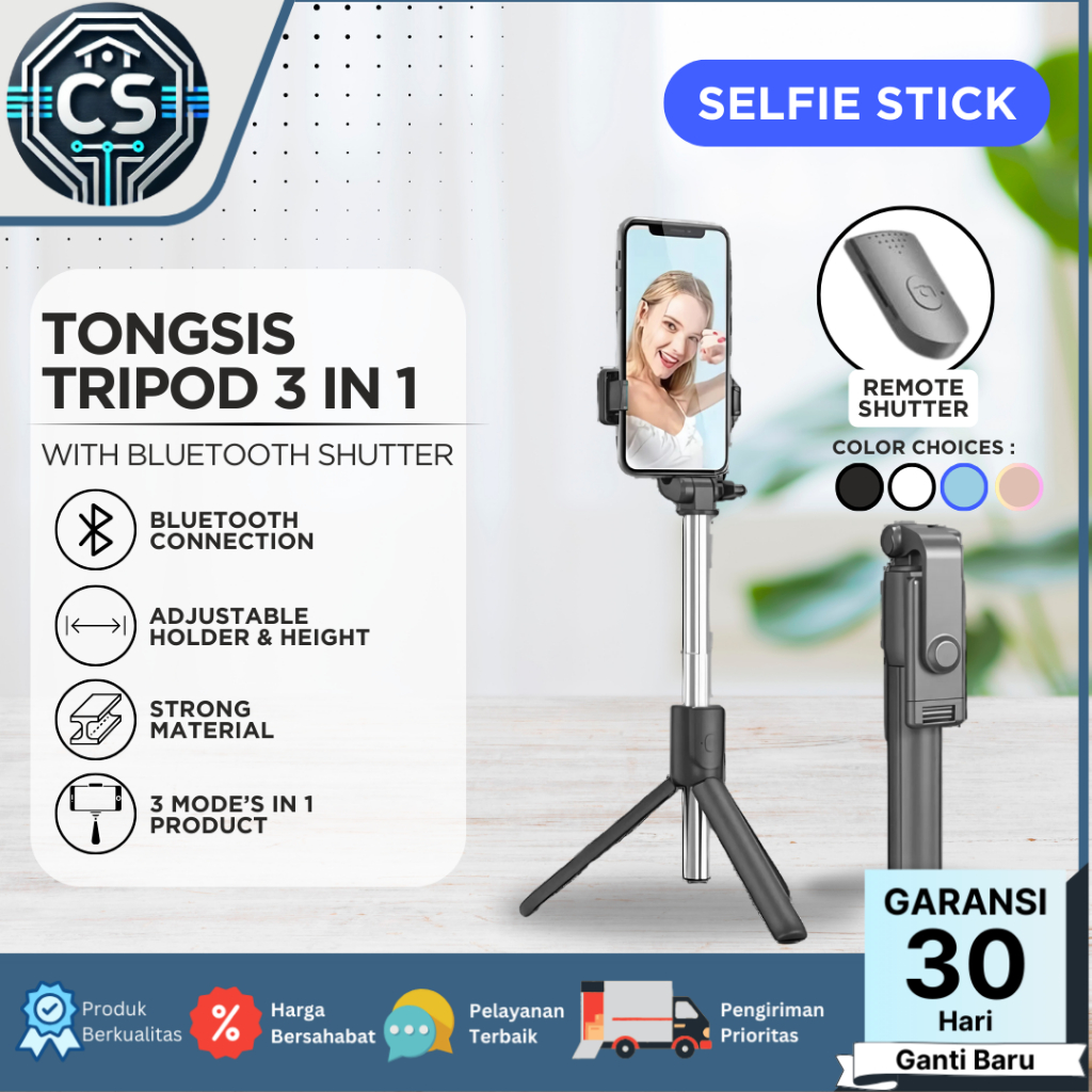 Jual Tongsis R1 Selfie Stick 3in1 + Bluetooth Remote Shutter | Shopee ...