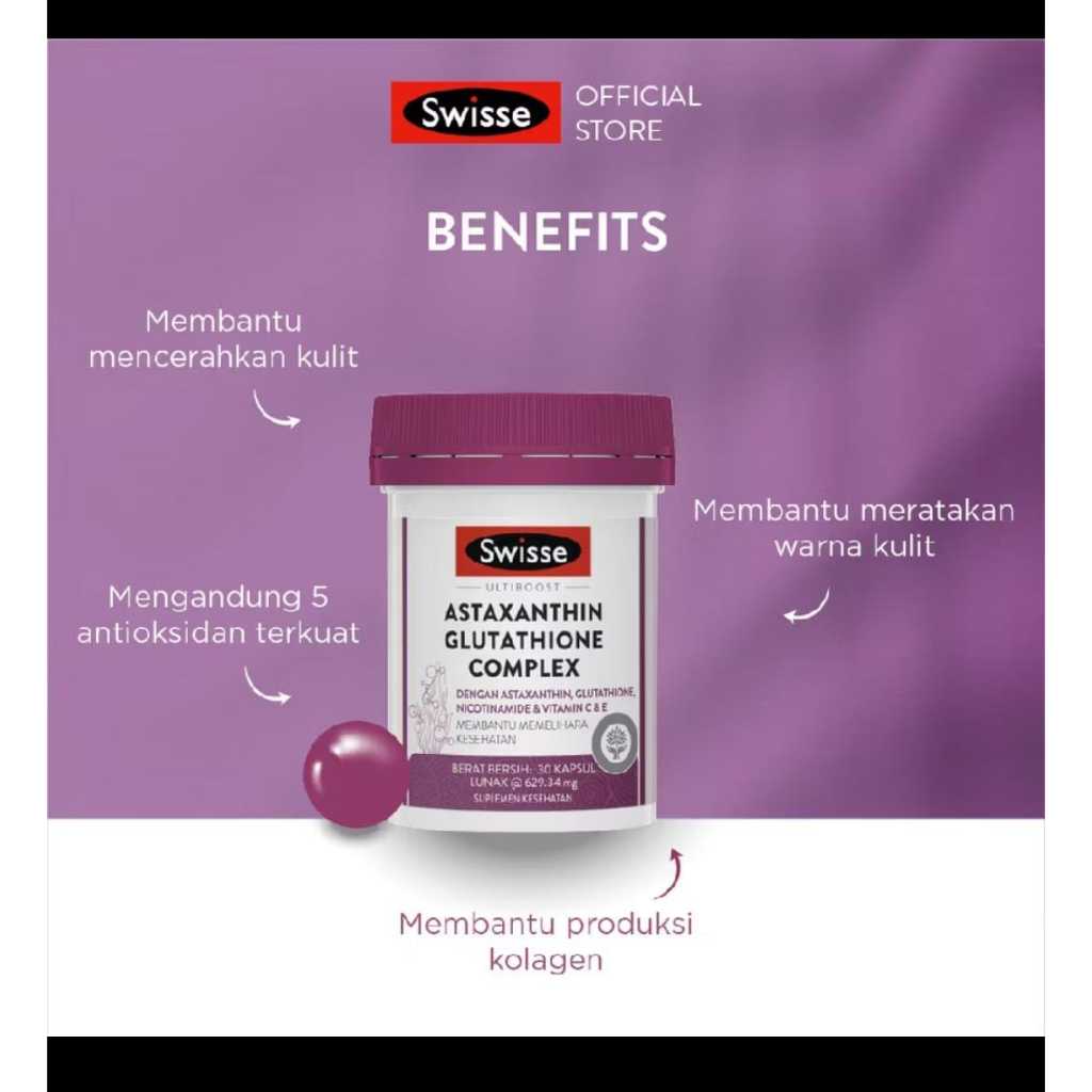 Jual Swisse Astaxanthin Glutathione Complex 30 Capsules - Multivitamin untuk Membantu ...