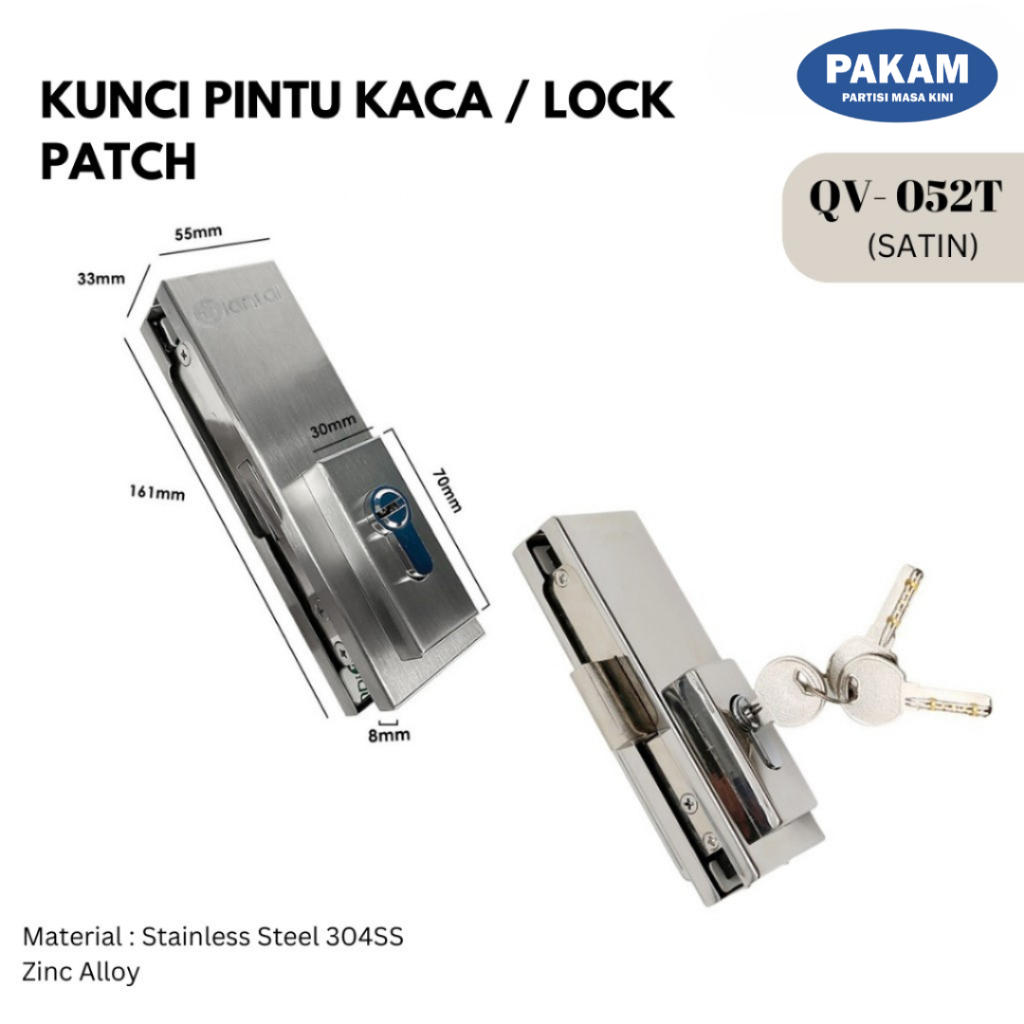 Jual Kunci Pintu Kaca Stainless Steel Tempered Lock Patch Fitting Corner Glass Door Lock - QAVAH ...