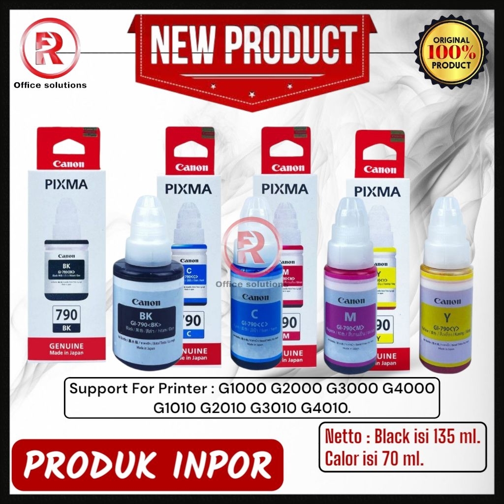 Jual 1 SET TINTA CANON 790 ORIGINAL FOR PRINTER G1000 G1010 G2000 G2010 ...