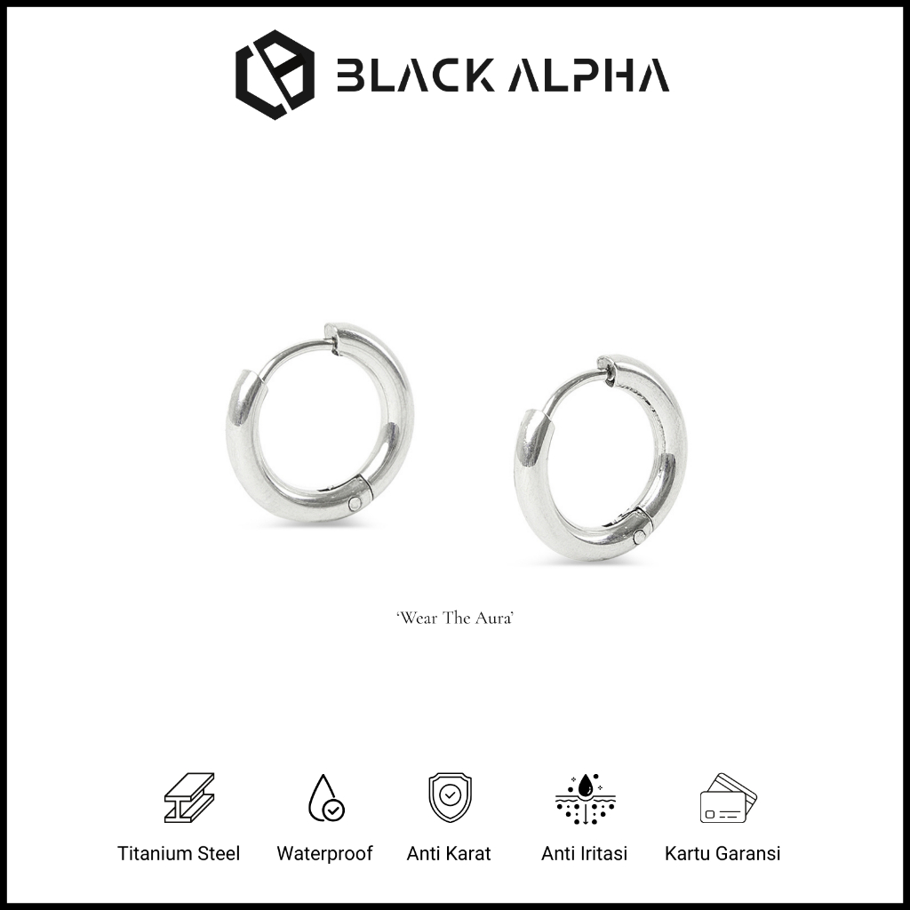 Jual Black Alpha - Rilen Earrings Anting Titanium Pria Accessory Anti ...